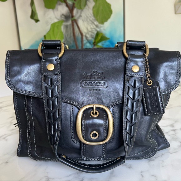Coach | Bags | Coach Vintage Leather Legacy Bleecker Tattersall Satchel ...
